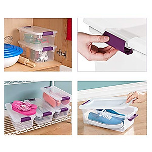 Peaknip - Sterilite 6 Quart Stackable Plastic Storage Bins with Lids and Latches (6 Pack) - Bundled with Labels and Marker