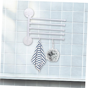 PRETYZOOM 1 Set Drying Rack Swivel Towel Rack Coat Hangers Towels Towel Bar Bath Towel Rack Towel Rod Towel Hanging Shelf Kitchen Towel Rack White No Punching Dishcloth to Rotate Rubber