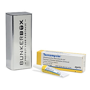 TERRAMYCIN + BUNKERBOX |Antibiotic Eye Ointment w/ Metal Box Bundle - 3.5g Tube | Infection Treatment for Dogs, Kittens, & Horses Shipped in Metal Box