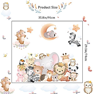 Cartoon Jungle Animal Elephant Giraffe Panda Wall Stickers, ULENDIS Cute Vinyl Forest Animal Lion Koala Zoo Wall Decals, Removable Home Decoration Baby Nursery Girl Boy Kids Room Wall Decor