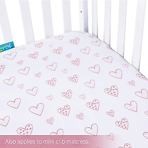 Pack n Play Mattress Protector Waterproof and Pack n Play Playard Mattress Sheets 2 Pack, 100% Jersey Knit Egyptian Cotton Stretchy Portable Mini Crib Sheets or Playpen Sheets
