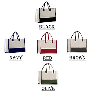 VANESSA ROSELLA Personalized 100% Cotton Canvas Chic Tote Bag (Olive)