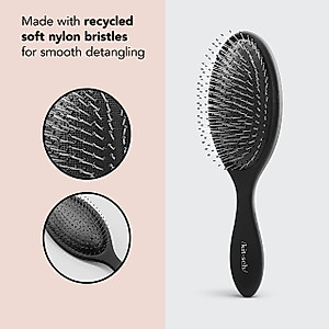 Kitsch Wet Hair Brush Detangling Brush - Soft Bristle Hair Brushes for Women | Straight & Curly Wet Dry Brush | Hairbrush Women for All Hair Types | Hair Detangler Brush | Travel Brush (Black, 1 Pc)