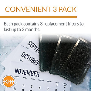 K&H Pet Products CleanFlow Filtered Pet Water Bowl Replacement Filter Black Small 3 pack