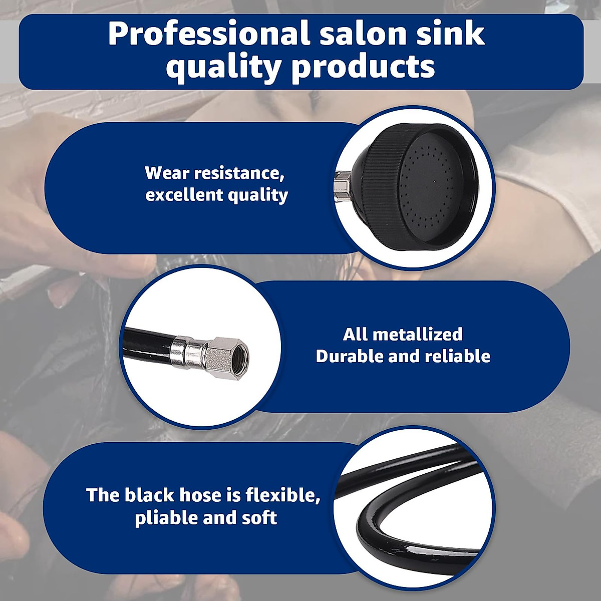 Aomitop Shampoo Bowl Sink Hose with Sprayer,Salon Spray Head Attachment for Shampoo Bowl Faucet Vacuum Breaker, Salons Sink, Barber Shop, Spa, 1/4" Thread