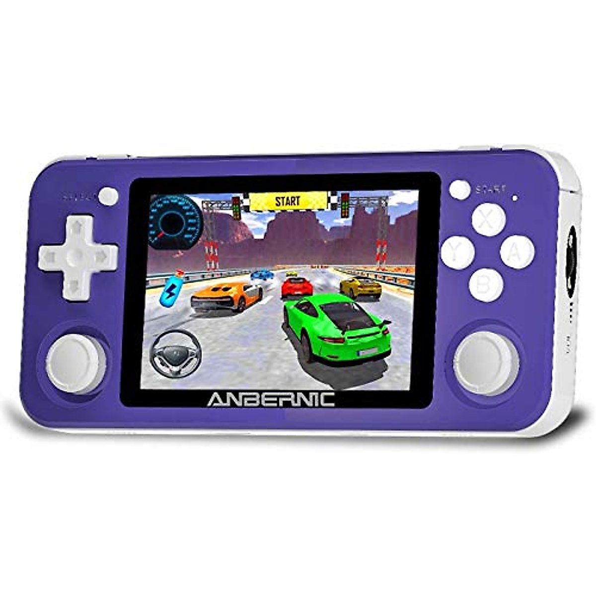 Voacle RG351P Handheld Game Console, Retro Game Console Open Linux Tony System RK3326 Chip 64G TF Card 2500 Classic Games 3.5 Inch IPS Screen (Purple)