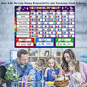 Magnetic Chore Chart, Responsibility Reward Chart for Multiple Kids Toddlers Unicorn Good Behavior Reward Chart for Fridge at Home Gift for Children - Dry Erasable, Purple