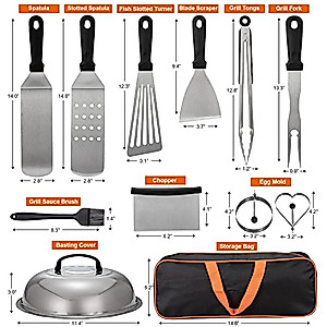 Camping Grill Set Flat Top Grill Accessories, Spurtar 38 PCS BBQ Accessories Outdoor Griddle Accessoriesfor Blackstone and Chef with Basting Cover Barbeque Grill Grilling Accessories with Cleaning Kit