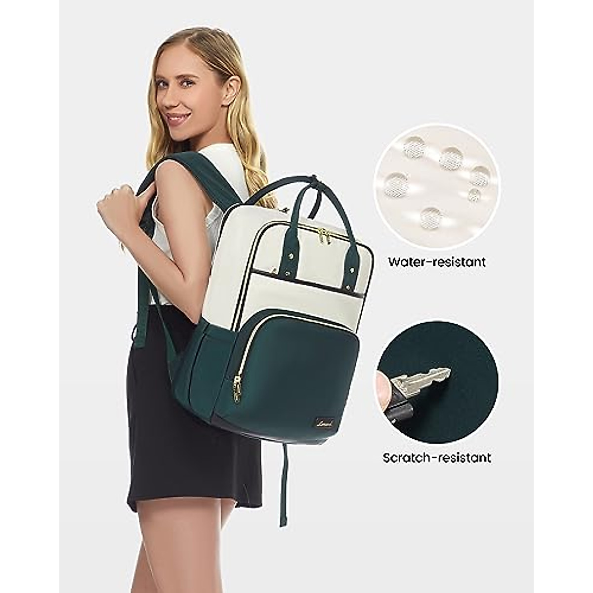 LOVEVOOK Laptop Backpack for Women 15.6 Inch, Travel Backpack Personal Item Carry On Bag for College, Women’s Computer Backpack Laptop Bag for Work for Teacher Nurse With Water-Resistant, Dark Green