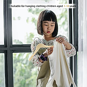 Nature Smile 20 Pack Unfinished/Natural Kids Baby Children Toddler Wooden Shirt Dress Coat Hangers with No Painting - 360°Stronger Anti-Rust Chrome Swivel Hook - Extra Smoothly Cut Notches