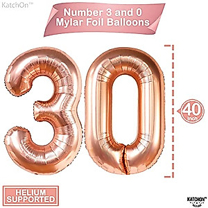 Giant Rose Gold 30th Birthday Balloons - 40 Inch, 30th Birthday Decorations for Her | Rose Gold 30 Balloons Confetti | 30th Birthday Decorations for Women | 30 Balloon Numbers, 30 Birthday Decorations