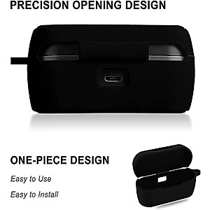 Silicone Case Replacement for Skullcandy Jib True Wireless Earbuds, Silicone Protective Skin Sleeve Accessory with Keychain (Black)