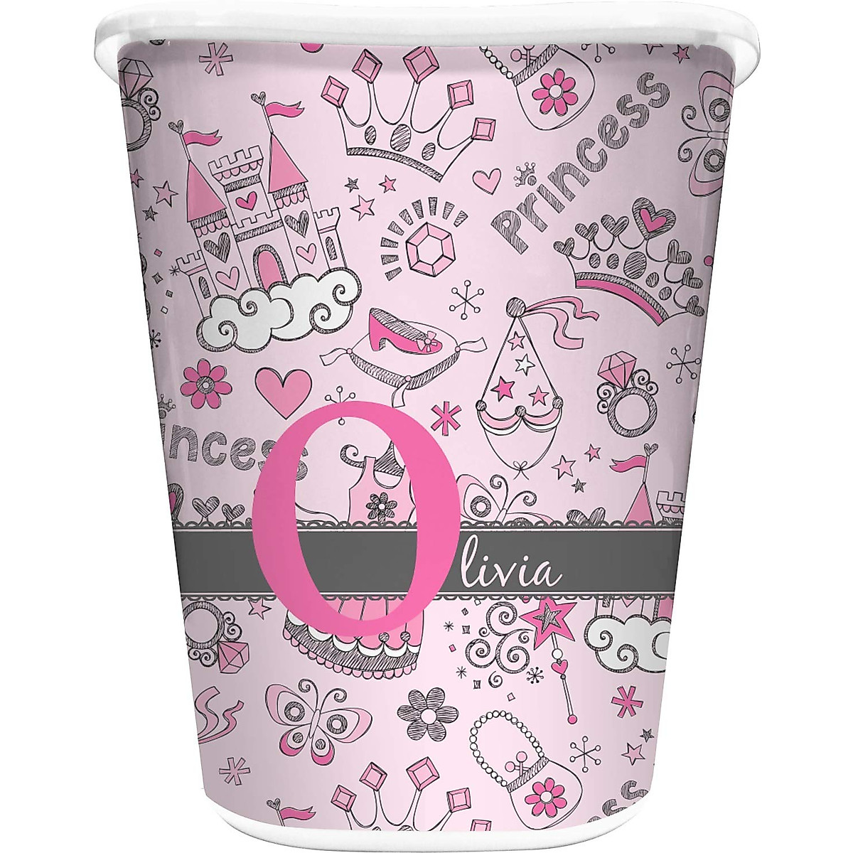 RNK Shops Personalized Princess Waste Basket - Double Sided (White)