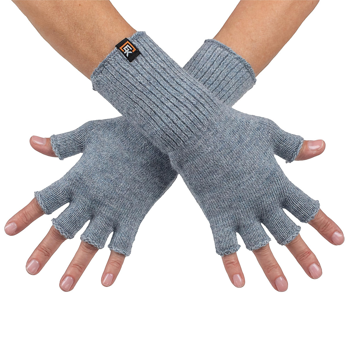 Evolution Knitwear Alpaca Knit Fingerless Gloves - Super Soft Baby Alpaca - Made in the USA - Small - Blue Grey