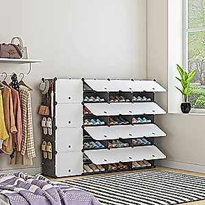 Aeitc 64 Pairs Shoe Rack Organizer Shoe Organizer Expandable Shoe Storage Cabinet Narrow Standing Stackable Space Saver Shoe Rack for Entryway, Hallway and Closet