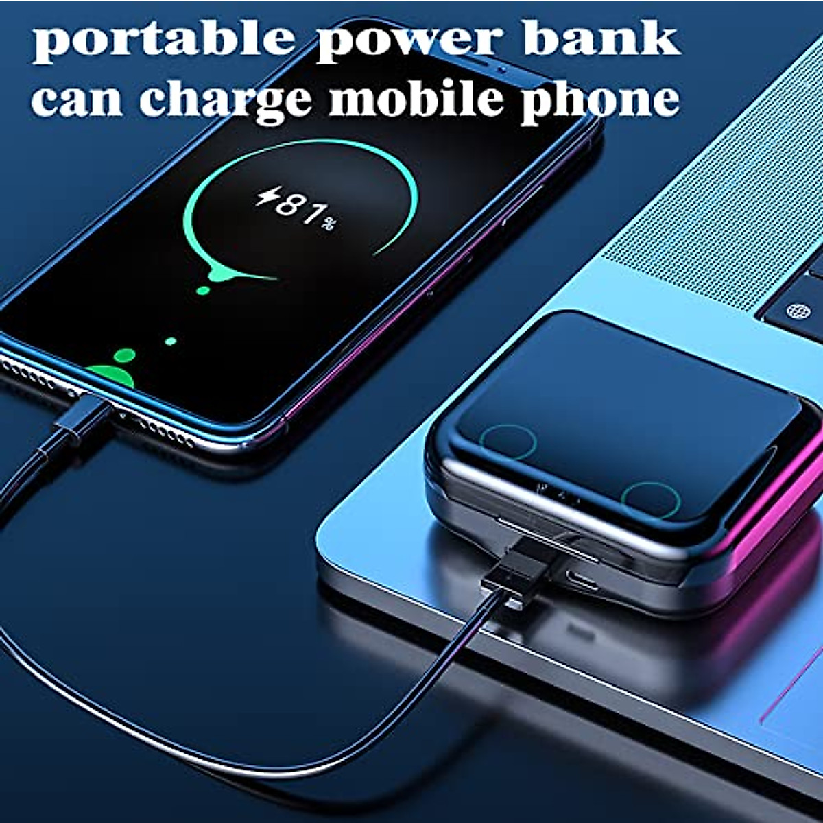 Wireless Bluetooth headset Waterproof in-ear earplug Fingerprint touch two pairs,Built-in microphone noise reduction With dual LED display Large capacity charging cabin,Compatible computer phone