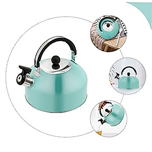 MOLUCKFU Chirping Kettle Tea Kettle for Stove Top Coffee Espresso Maker Kettle Stove Whistling Water Kettle Kettles Mint Green Stove Safe Teapot Camping Water Jug Hot Stainless Steel Blue