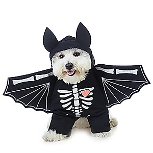 Coomour Dog Halloween Costume Pet Bat Clothes Puppy Halloween Cosplay Hoodies Cat Skull Shirts (L)