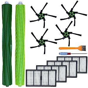 DLD Replacement Parts Compatible with for iRobot Roomba s9 (9150) s9+ s9 Plus (9550) S Series Wi-Fi Robot Vacuum Cleaner (1 Set of Multi-Surface Rubber Brushes +4 Filters + 4 Side Brushes)