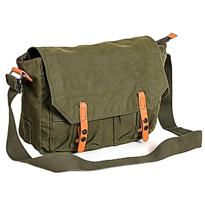 Gootium Canvas Messenger Bag - Vintage Shoulder Bag 16" Laptop Sleeve Bag Courier Style Purse Crossbody Campus Work Bag, Olive