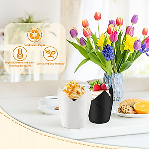 Xinlife Baking Cups 100Count Cupcake Liners Standard Tulip Baking Paper Cupcake Greaseproof Muffin Liners for Wedding Birthday Christmas Party Baby Shower Anniversaries All Festivals, Black