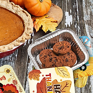 WorldBazaar Cute Thanksgiving Aluminum Containers with Lids 36PCS Thanksgiving Food Leftover Containers Disposable Fall Turkey Foil Pans Food Sacks Storage Thanksgiving Party Supplies
