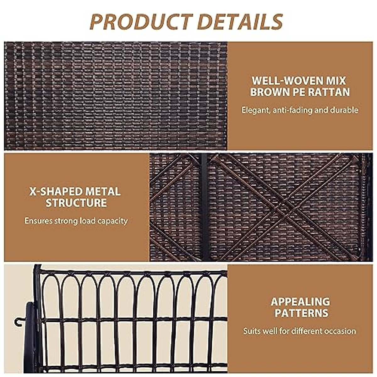 Tangkula Outdoor Wicker Porch Swing, 2-Person Hanging Seat with Seat & Back Cushions, Heavy-Duty Metal Frame & 2 Sturdy Hanging Ropes, Wicker Woven Swing Loveseat for Front Porch, Backyard (Off White)