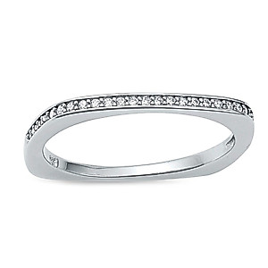 JEWELRITZY Solid 925 Sterling Silver 1.7mm Rounded Square Stackable Half Eternity CZ Ring Size 7