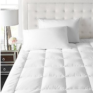 Park Hotel Collection 2 Inch Down Alternative Featherbed Mattress Topper - Ultra Plush 100% Long-Staple Cotton 2 inch Pillowtop Bed Topper-Pad - Hypoallergenic - King