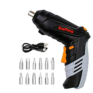 XUEPENG Electric Cordless Screwdriver, 4.2V Rechargeable Screwdriver Set w/Battery Li-ion, Electric Power Screwdriver w/2 Adjustable Positions & LED Lights for DIY Assembly Screw Driving,