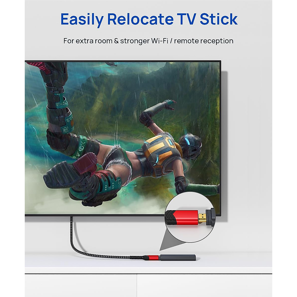 JSAUX HDMI Extension Cable 10FT, 4K 60Hz High Speed HDMI Extender Cord Male to Female Adapter Connector (HDR HDCP 2.2), Compatible with Roku TV Streaming Stick, Bluray Player, HDTV, Laptop, PC - Red