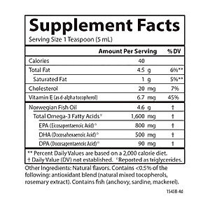 Carlson - The Very Finest Fish Oil, 1600 mg Omega-3s, Liquid Supplement, Norwegian, Wild-Caught, Sustainably Sourced , Lemon, 16.9 Fl Oz