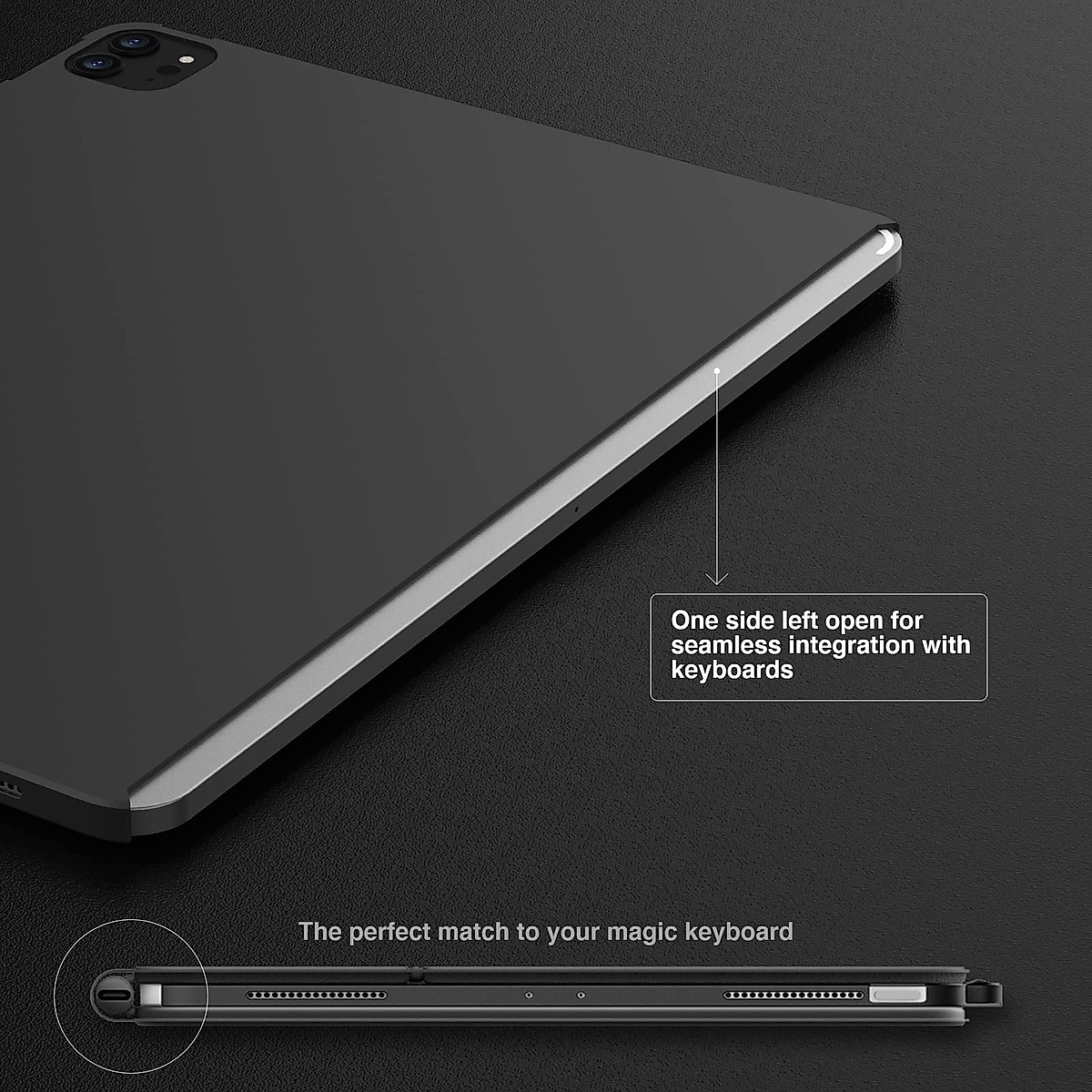 SWITCHEASY CoverBuddy Lite for iPad Pro 12.9" Case Compatible with Magic Keyboard & Smart Keyboard Folio (Keyboard Not Included) | with Pencil Holder | ONLY for 2021-2022 iPad Pro 12.9" (Black)