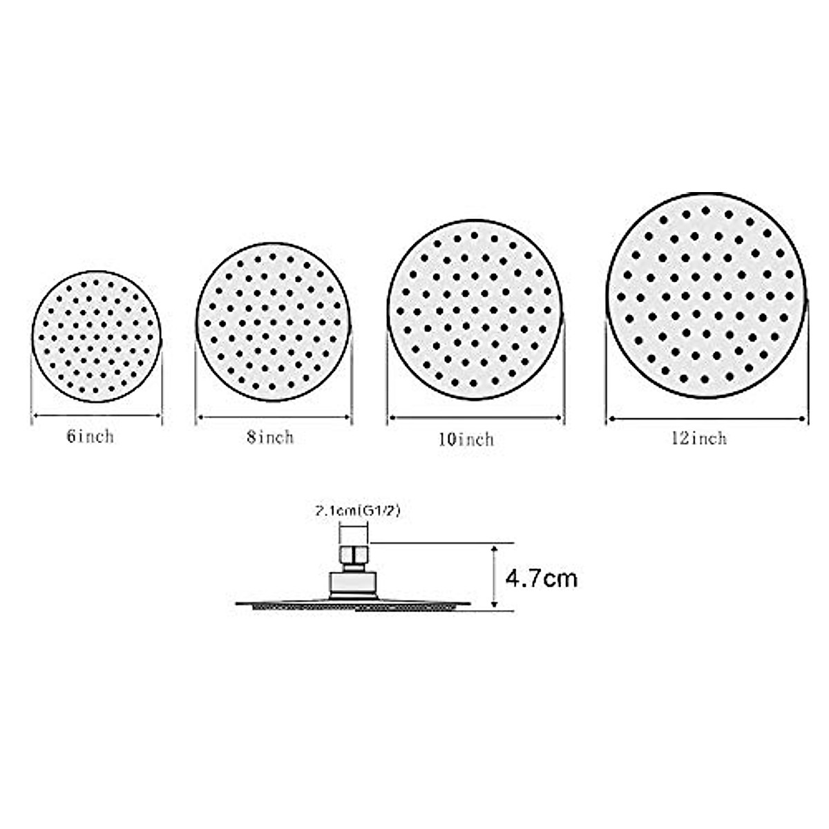 Luxury Round Rain Shower Head Large Stainless Steel High Pressure Shower Head Ultra Thin Rainfall Bath Shower with Silicone Nozzle Easy to Clean and Install (6 INCH)