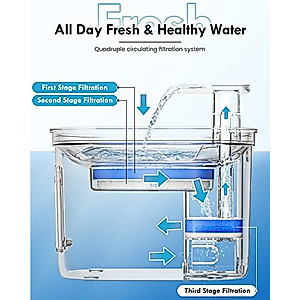 Rantizon Cat Water Fountain, 74oz/2.2L Stainless Steel Cat Fountain Water Bowl, Quiet Electric Automatic Pet Water Fountain with Silicone Mat, Water Fountain for Cats Inside for Cats Dogs Pets