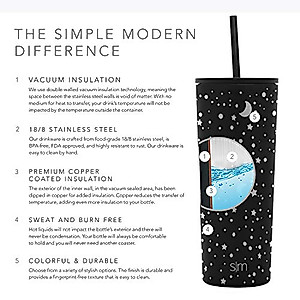 Simple Modern Insulated Tumbler with Lid and Straw | Iced Coffee Cup Reusable Stainless Steel Water Bottle Travel Mug | Valentines Gifts For Him & Her | Classic Collection | 16oz | Lunar