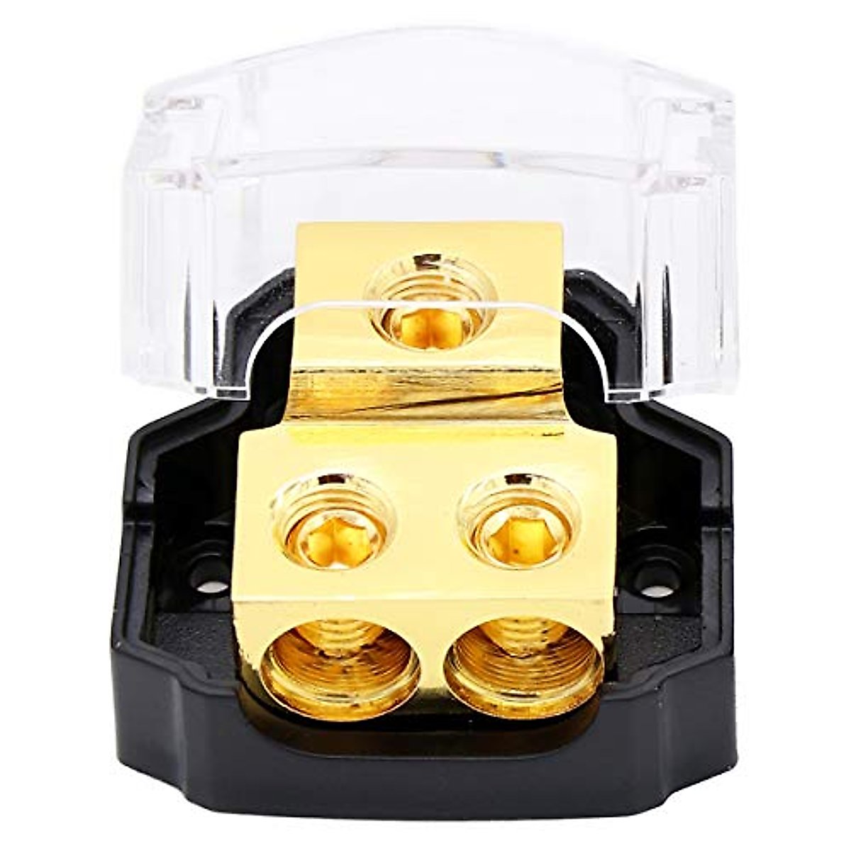 magic source 1pcs Power Distribution Block 0/2/4 Gauge in 4/8 Gauge Out 2-Way Amp Copper Ground Block Distribution for Car Audio Splitter