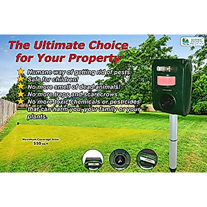 GARDEN SECRETS (2023 Version) Compact Solar Ultrasonic Animal Repellent. Skunk Raccoon Deer Coyote Cat Rat Mice etc Deterrent. Keep Pests Away from Your Property Within 2-4 Weeks. (Green, 3 Pack)