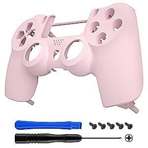 eXtremeRate Cherry Blossoms Pink Soft Touch Replacement Front Housing Shell Cover Compatible with ps4 Slim Pro Controller CUH-ZCT2 JDM-040/050/055 - Controller NOT Included