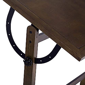 Offex Classic Design Vintage Wood Drafting Table with 42"x 30" Adjustable Top and Pencil Groove - Distressed Black