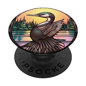 Loon Bird Stained Glass PopSockets Standard PopGrip