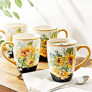 Certified International 28167SET4 Sunflower Fields 18 oz. Mugs, Set of 4, 18 ounce, Multi Colored