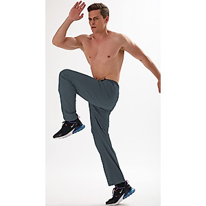 AIRIKE Mens Sweat Pants, with Pockets Outdoor Lightweight Breathable Quick Dry Athletic Jogging Hiking Pants with Elastic Waist Navy