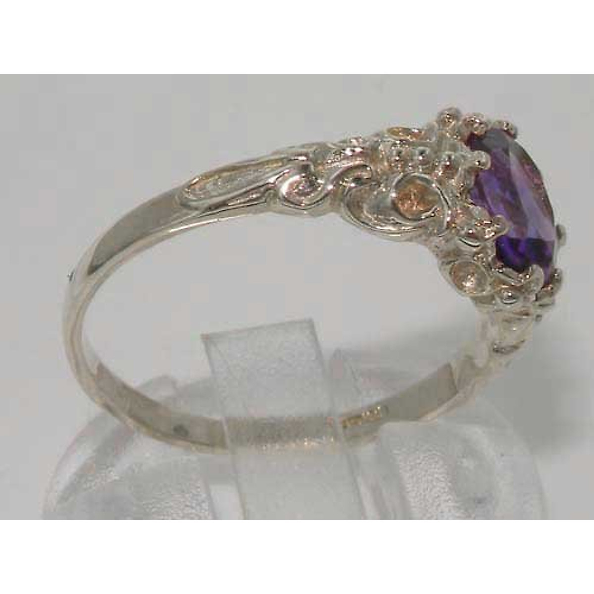 LetsBuyGold 925 Sterling Silver Natural Amethyst Womens Solitaire Ring - Size 4.75