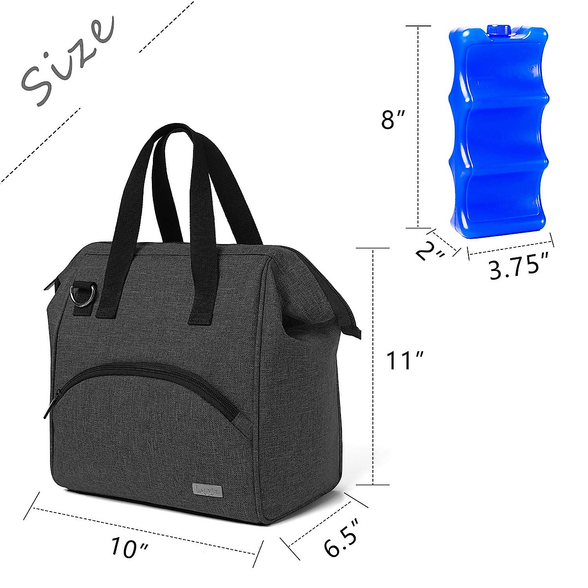 Luxja Breastmilk Cooler Bag with an Ice Pack (Fits 6 Bottles, Up to 9 Ounce), Breastmilk Cooler for Breastmilk Bottles and Small Accessories, Black