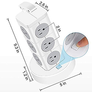 Power Strip Tower, FTEDK Surge Protector Power Tower with 12 AC and 3 USB Long Extension Cord 3.4A USB IQ Charging Station with Overload Protection for Home Office Dorm