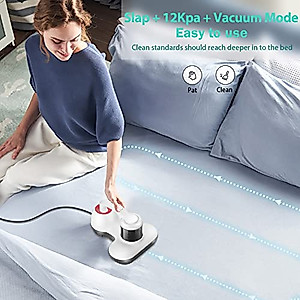 Dascooni Bed Vacuum Cleaner, Mattress Vacuum Cleaner 12KPa Handheld Vacuum Cleaner high-Frequency Double-tap for mattresses, Sofas, Carpets and Other Fabrics