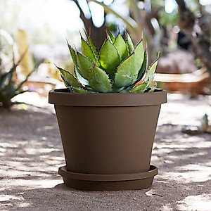 Bloem Terra Pot Round Planter: 16", Chocolate, (No Saucer Included) Matte Finish, Durable Resin, Traditional Style Pot, For Indoor and Outdoor Use, Gardening, 8 Gallon Capacity, Saucer Sold Separately