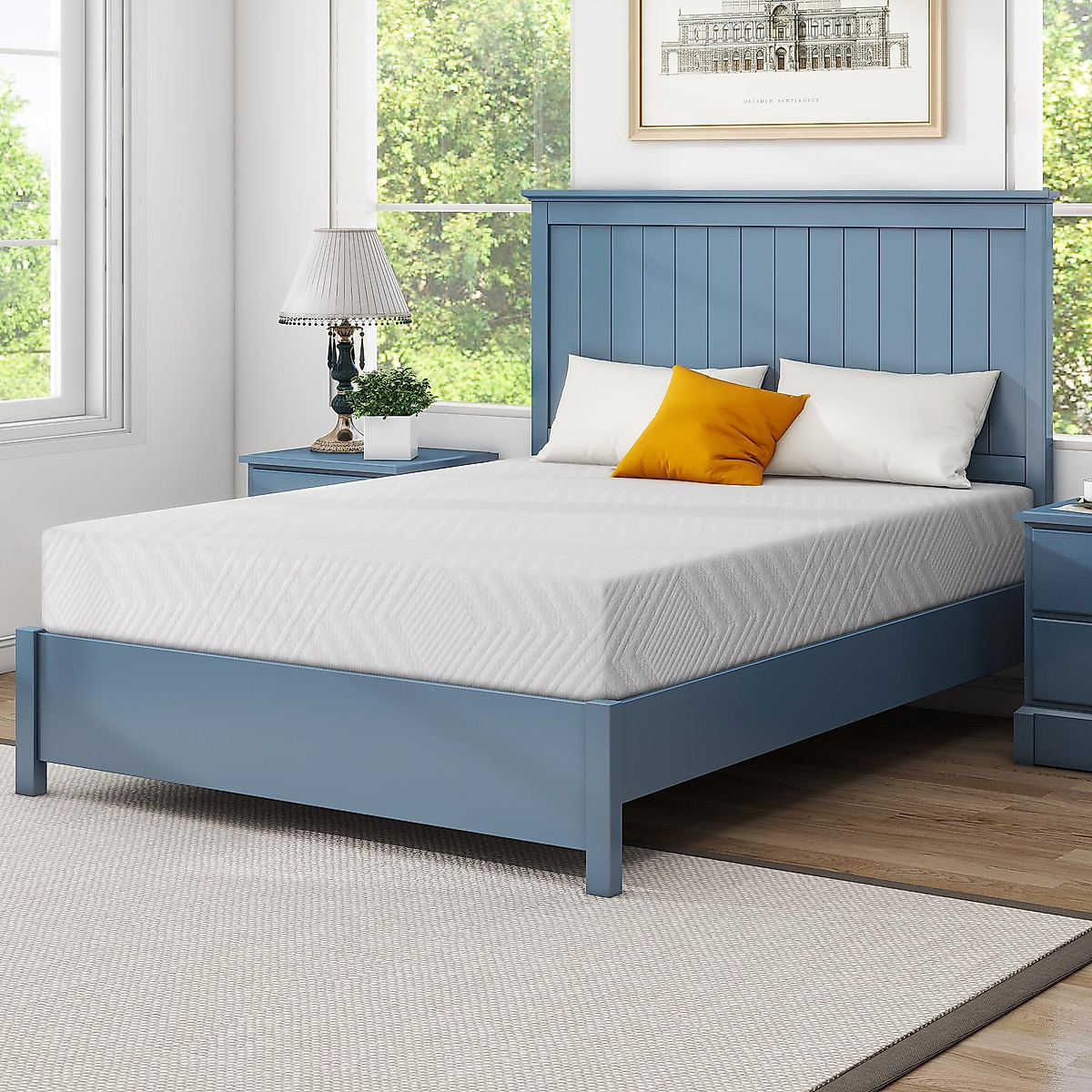 IULULU Full Mattress, 10 Inch Memory Foam Mattresses in a Box Medium Feeling, Bamboo Charcoal Gel Infused Bed in a Box with Fabric Cover, Made in USA, CertiPUR-US Certified, White,JI-SOFT-10F