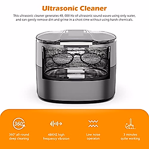 KECOOLKE Ultrasonic Jewelry Cleaner, 750ml Sonic Cleaner with Digital Timer for Eyeglasses, Rings, Coins，Silver，Denture Ultrasonic Cleaner Solution for Gifts